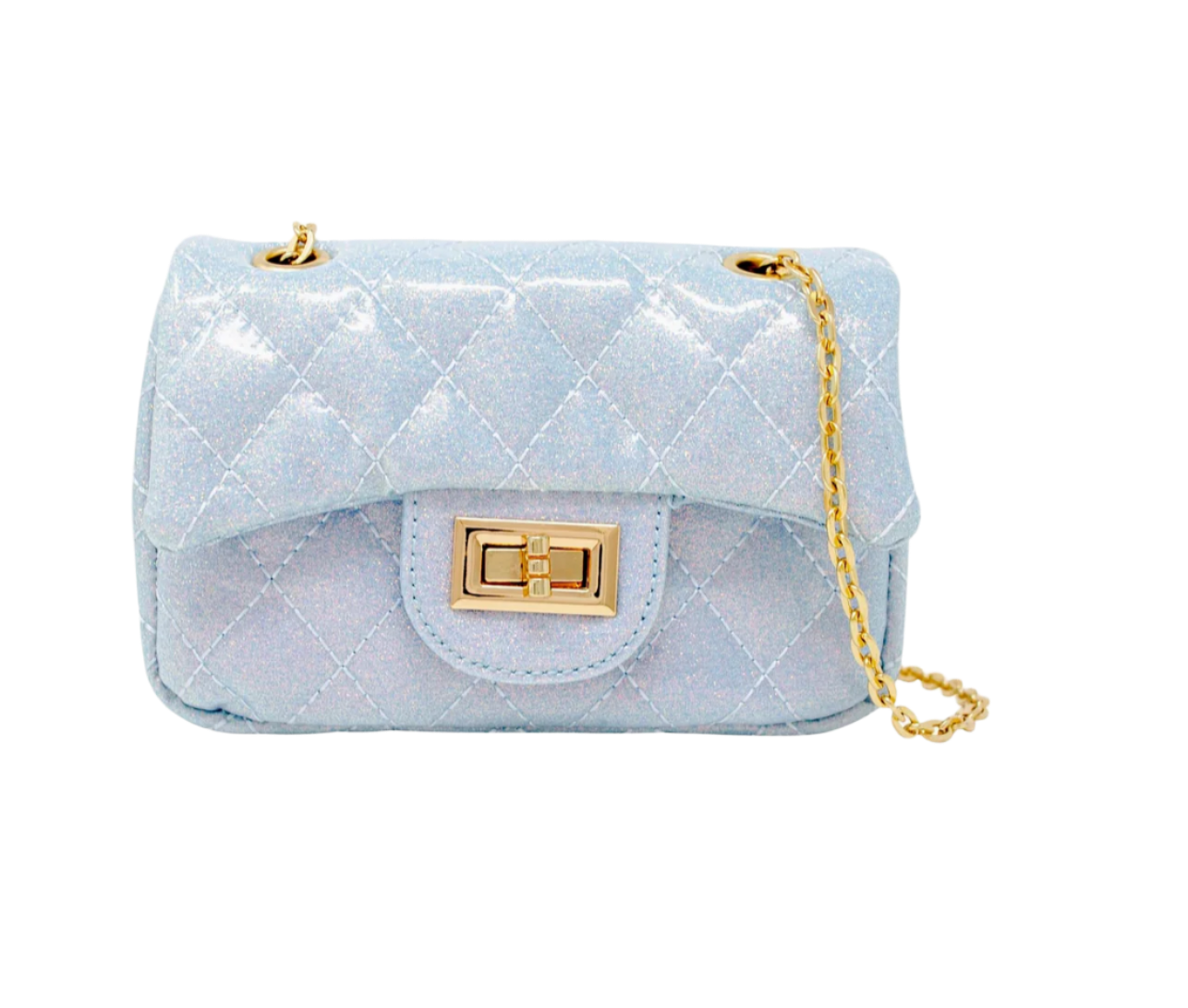 Classic Quilted Sparkle Mini Purse - Baby Blue – Flora Ottimer