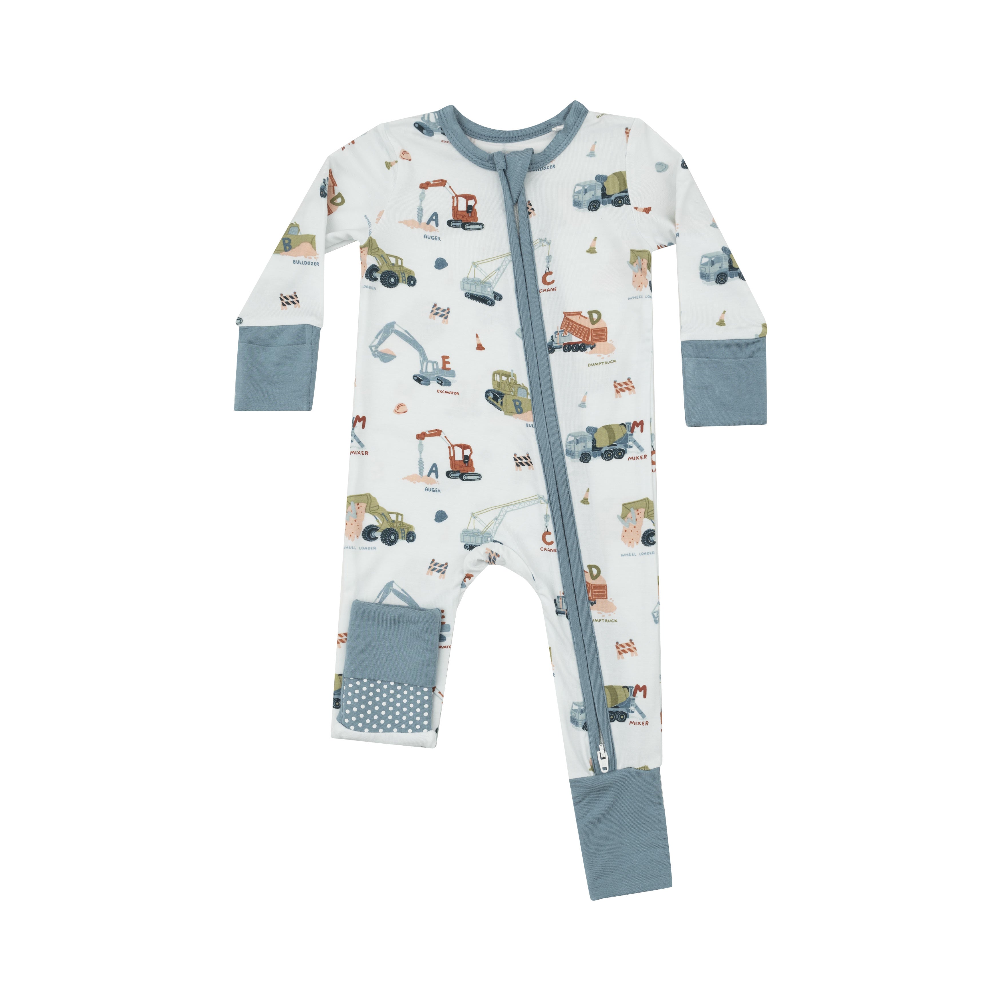 Construction Alphabet 2 Way Zip Romper – Flora Ottimer